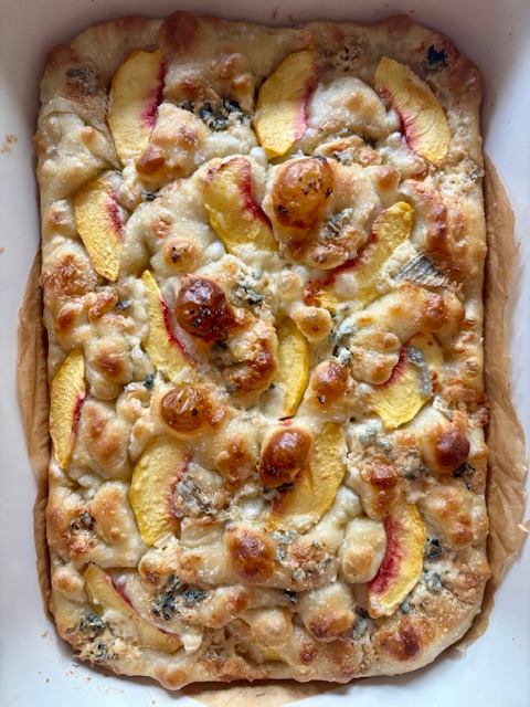 Peach & Blue Cheese Sourdough Focaccia – Tomato Tomatoe